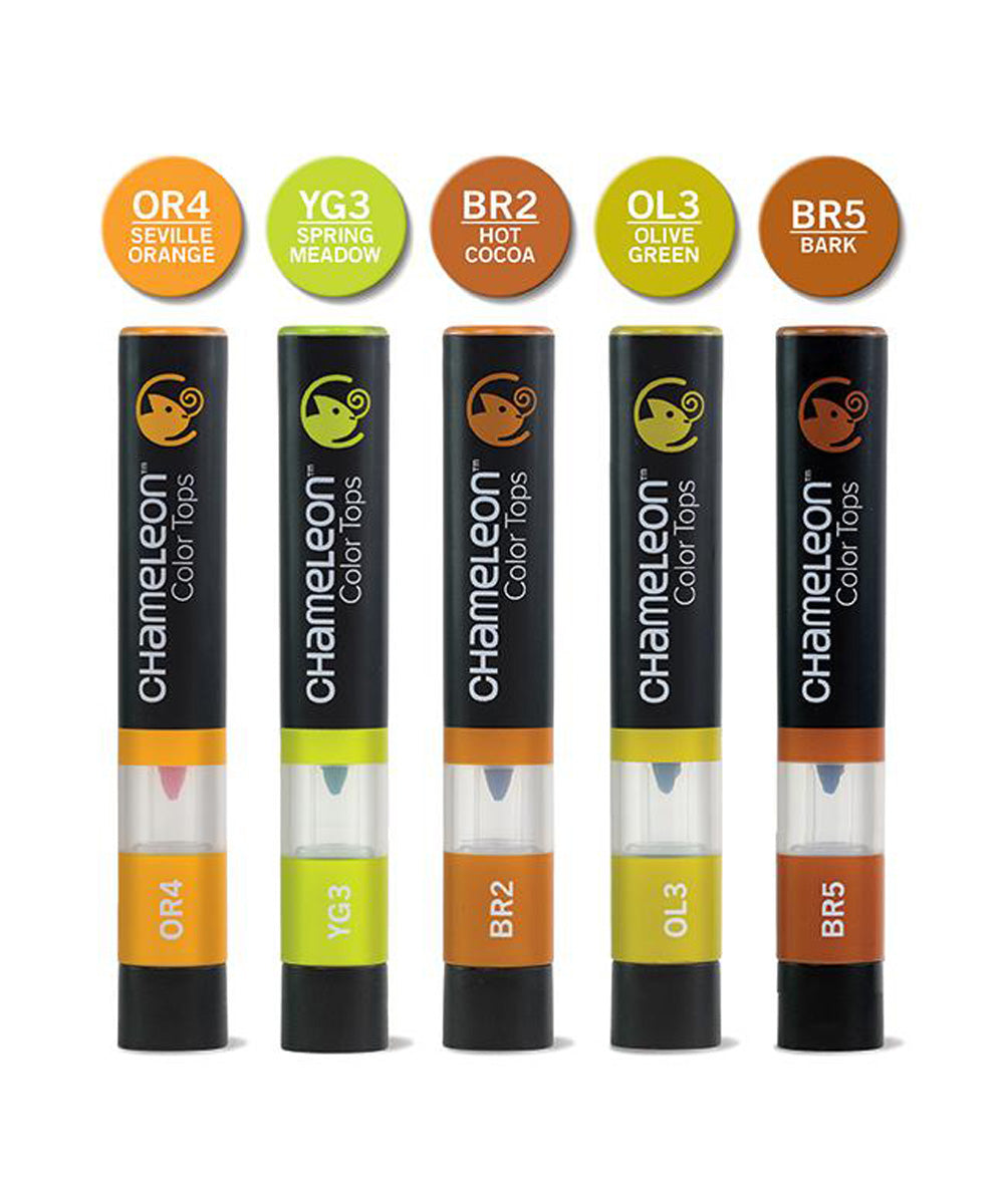 Chameleon Color Tops - 5 Assorted Earth Tones | The Hamilton Pen Company