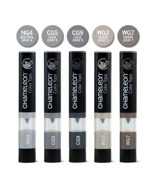 Chameleon Color Tops - 5 Assorted Gray Tones | The Hamilton Pen Company